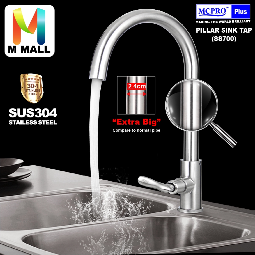 MCPRO Stainless Steel SUS304 Kitchen Extra Big SINK PILLAR TAP SS700/WALL TAP SS701/L SHAPE ...
