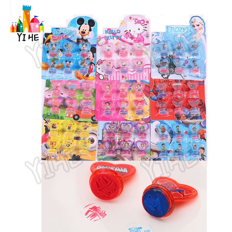6pcs Set Kids Cartoon Stamps Toy Gift Hello Kitty Spiderman Iron Man ...