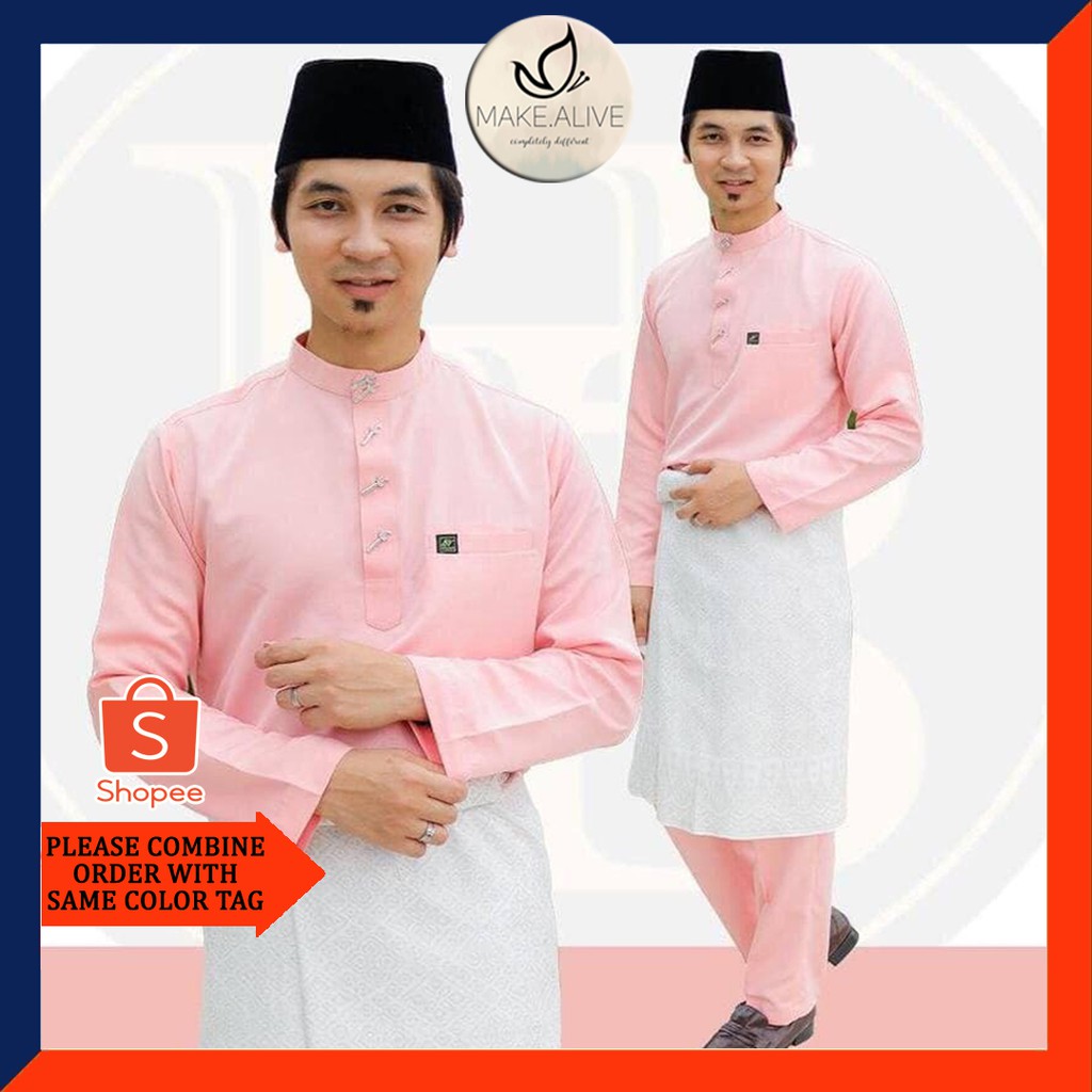 BAJU RAYA [4 PINK COLOR] Baju Melayu Al Habib S M L XL 2XL 3XL 4XL 5XL ...