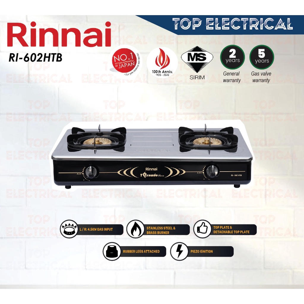 RINNAI TABLE TOP COOKER / STAINLESS STEEL / RI-602HTB-S / DAPUR MASAK ...