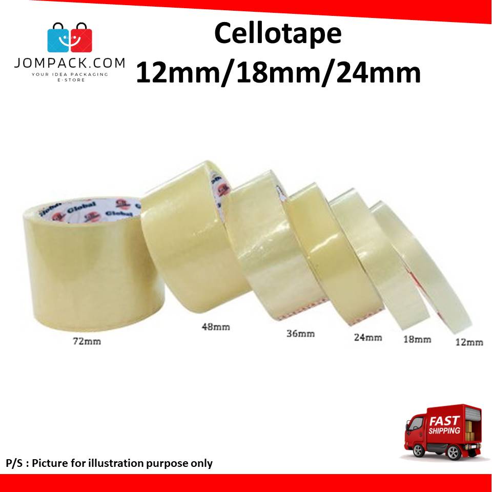 6 roll opp tape Stationery Opp Tape Clear Opp Tape Selotape 12mm 18mm ...