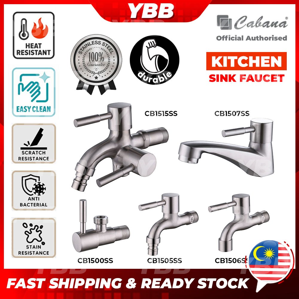 YBB Cabana Wall Mounted Home Living Kitchen Two Way Tap Stainless Steel ...