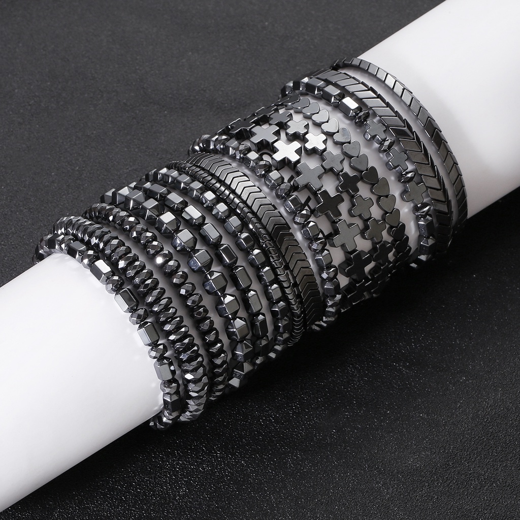 Geometric Shapes Hematite Energy Bracelets Men Nature High Polish ...