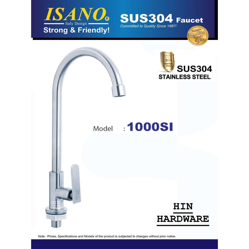 HIN ISANO SUS304 Stainless Steel Kitchen Faucet Wall Sink Tap 1000SI ...