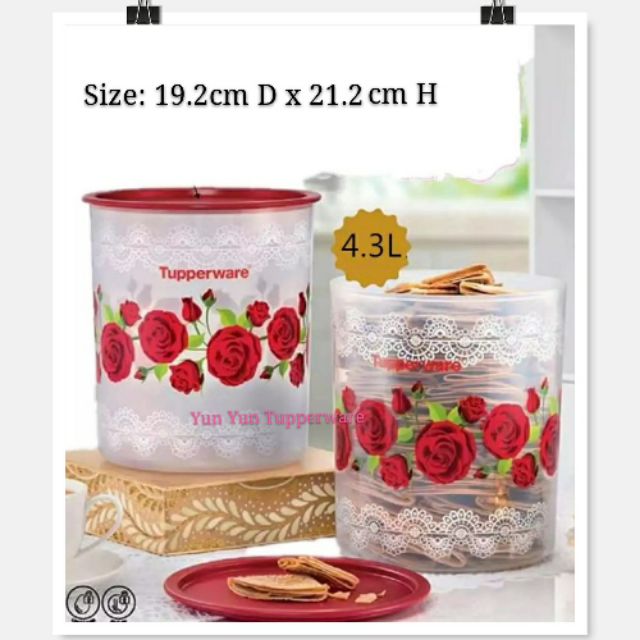 Tupperware Royal Red Rose One Touch Maxi Canister - 4.3L | Shopee Malaysia