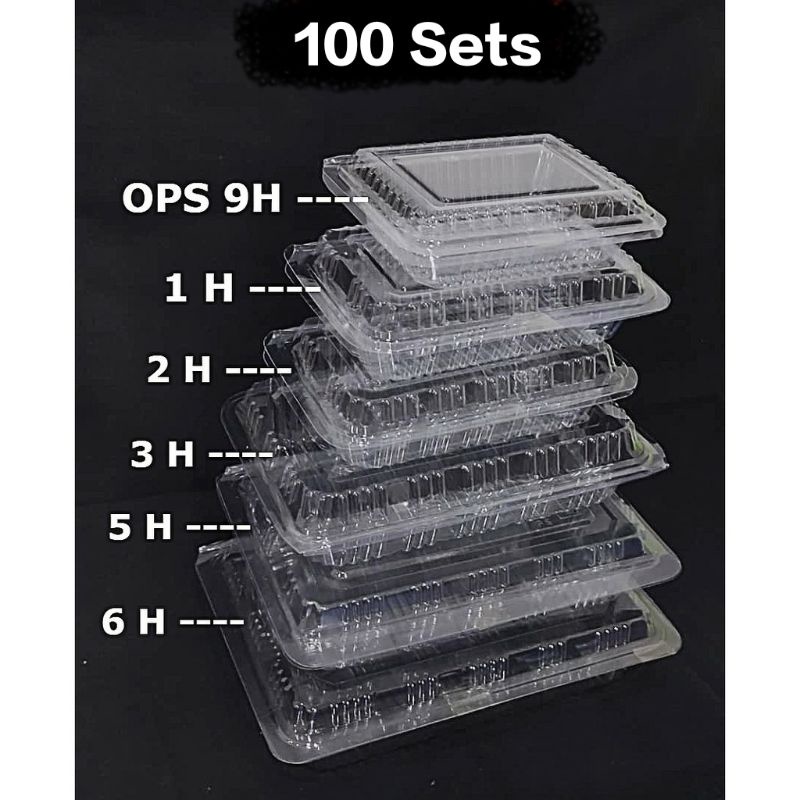(100pcs) OP-1,2,3,5,6,9 Disposable Plastic Clear Food Box Container ...