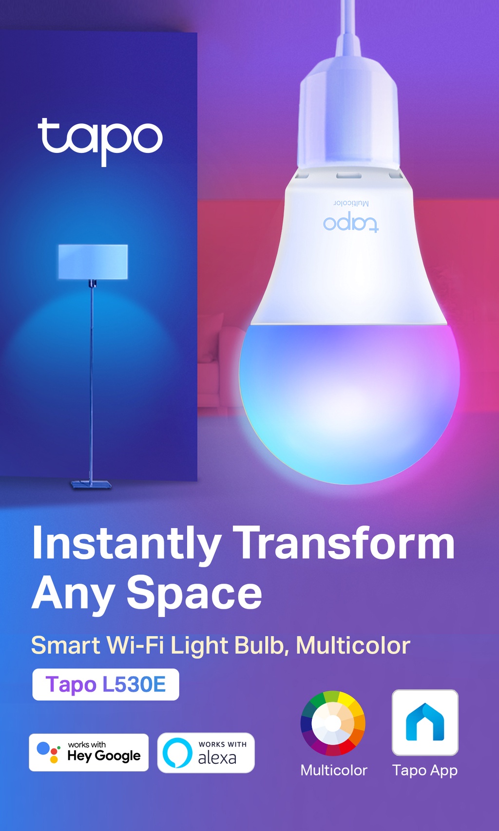 TP-Link Smart Light Bulb Tapo L530E Smart Multicolour LED Bulb E27 WiFi ...