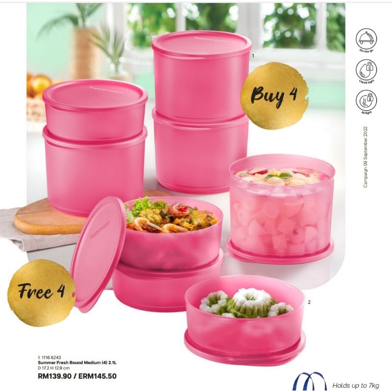 Tupperware Summer Fresh Round Set(8pcs) | Shopee Malaysia