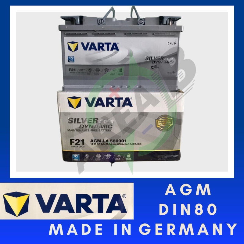 Varta DIN80 LN4 AGM-Made in Germany-Battery For Mercedes / BMW F30 / E90 / Audi / Land Rover ...
