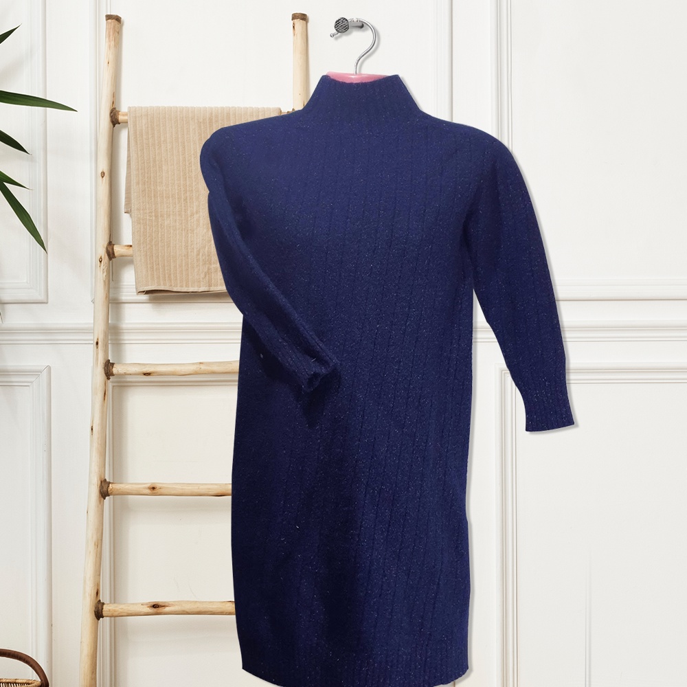 Dark Blue Knit Dress (S) | Shopee Malaysia