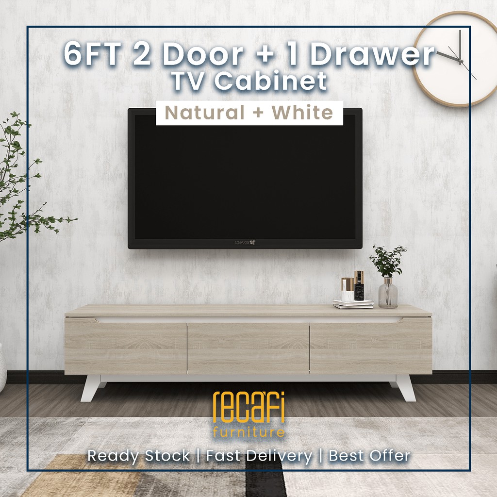 Recafi Furniture 6FT Modern Wooden TV Cabinet | Kabinet TV | Rak TV ...