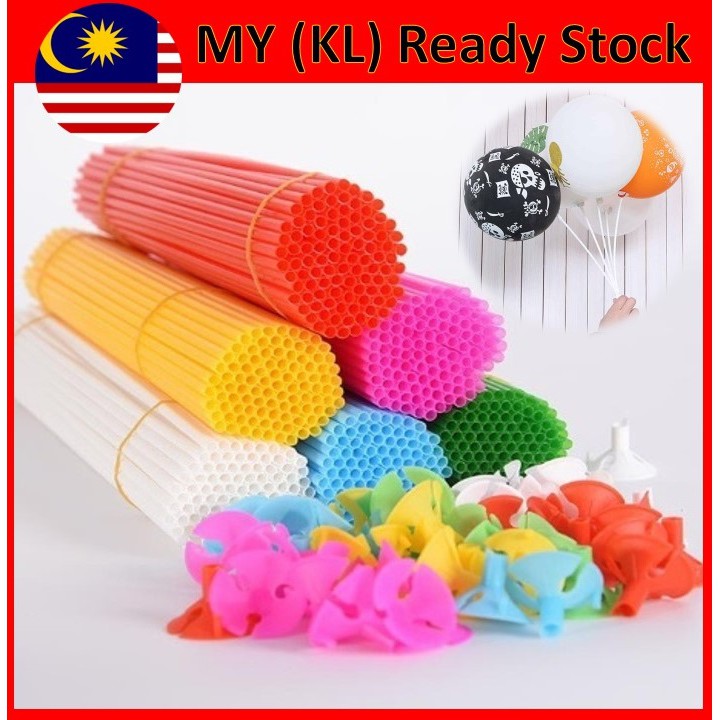 🇲🇾 32/40cm Balloon Stick with Head Cup Clip Plastic support of latex ...