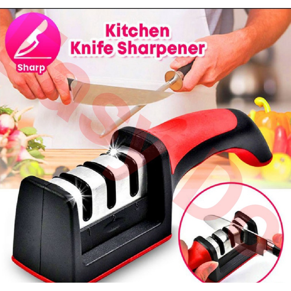 3-Stage Knife Sharpener Anti Slip 304 Stainless Steel Ceramic Stone ...