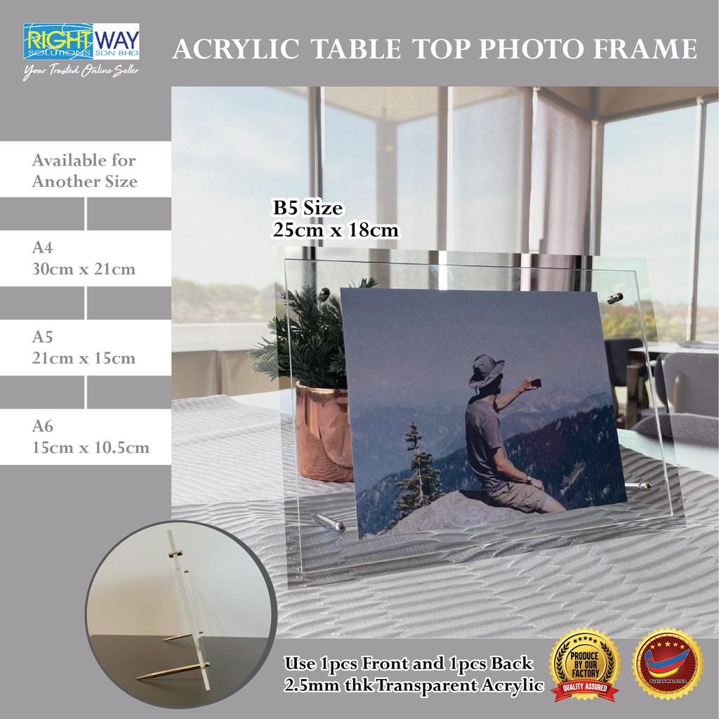 B5 Size Clear Acrylic Tabel Top Photo Frame | Frame Wedding | Photo ...