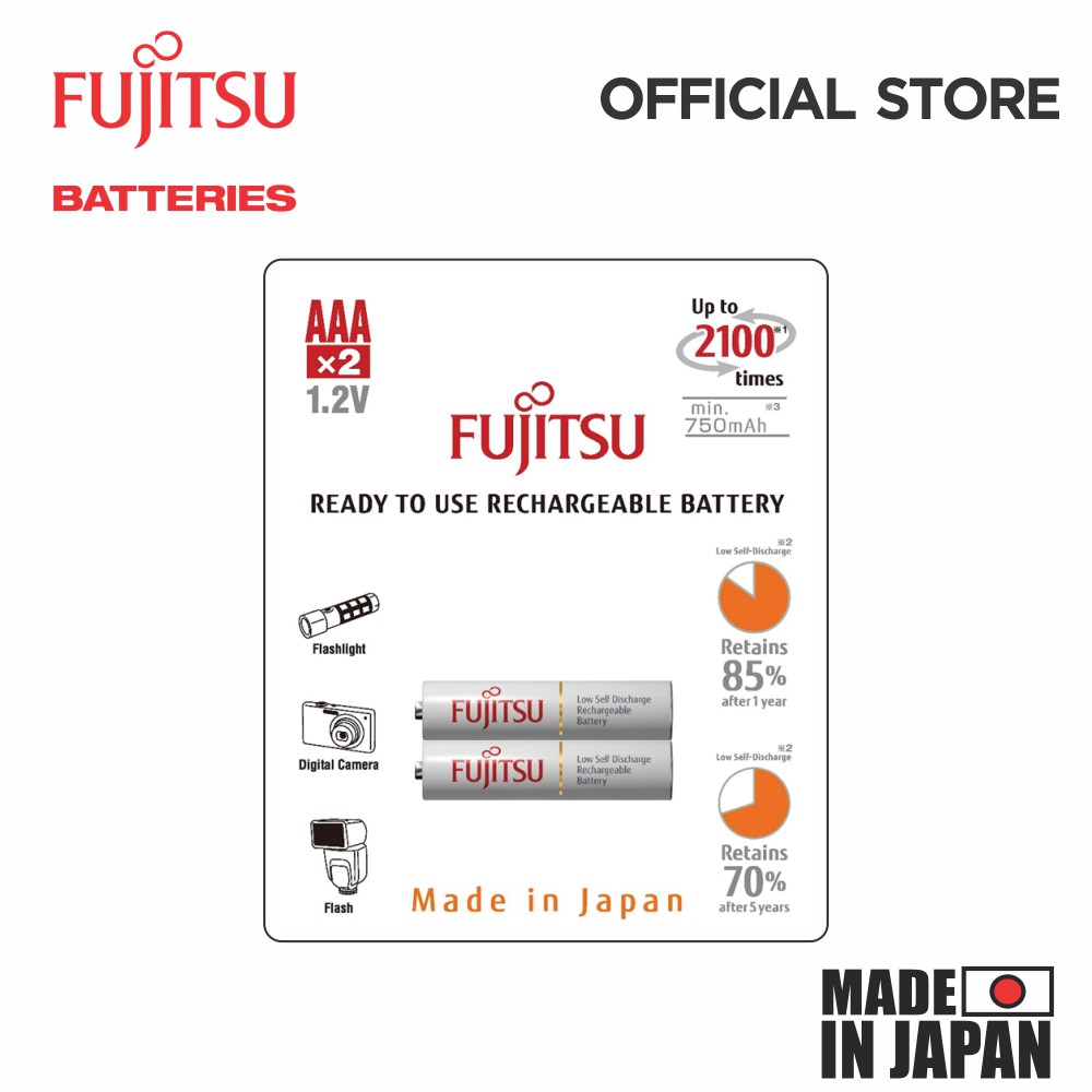 Fujitsu Standard AAA Rechargeable Battery (800mAh x 2 Cells) | Shopee ...
