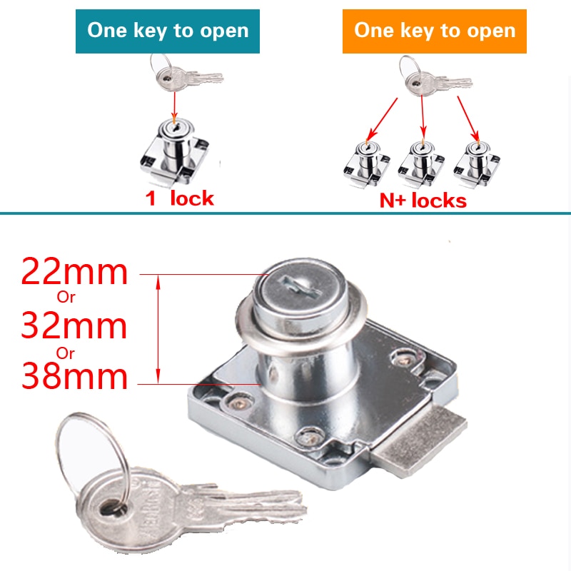 Drawer Furniture Lock Same Key 22/33/38 mm Wardrobe Cabinet Door Locker ...