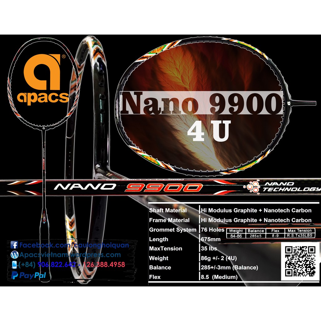 [Genuine] Apacs Nano 9900 - 4U badminton racket | Shopee Malaysia