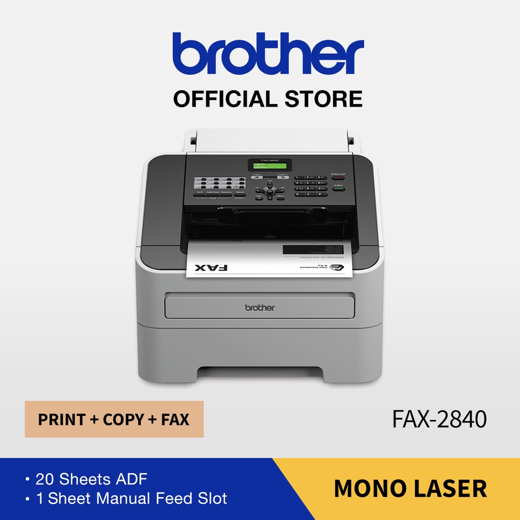 Brother FAX-2840 3-in-1 Mono Laser Printer | 20 Sheets Auto Document ...