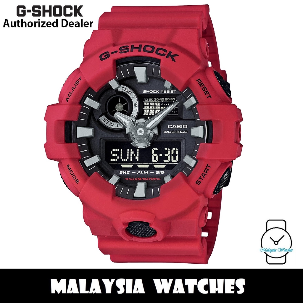 (OFFICIAL WARRANTY) Casio G-SHOCK GA-700-4A Analog & Digital Red Resin ...