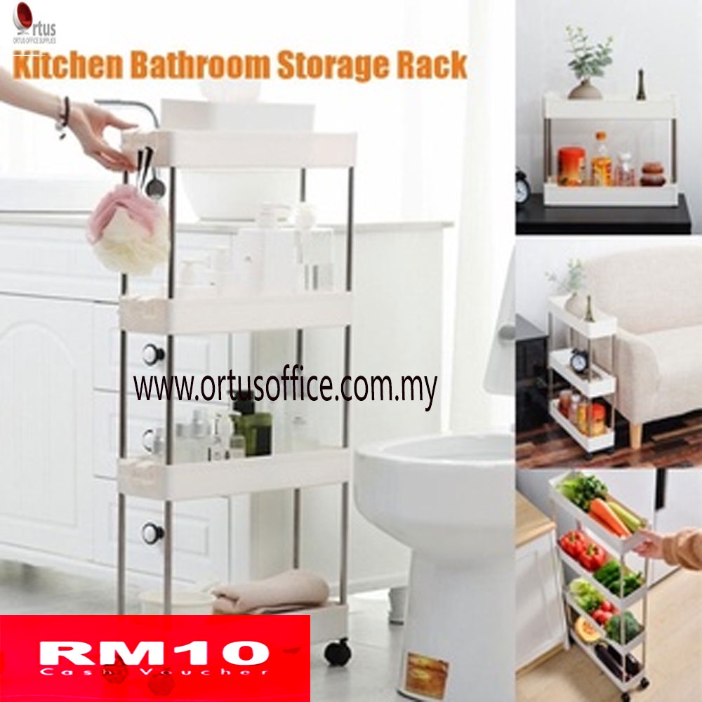Multipurpose 4 Tier Floor Standing Trolley Storage Rack/ Kitchen ...