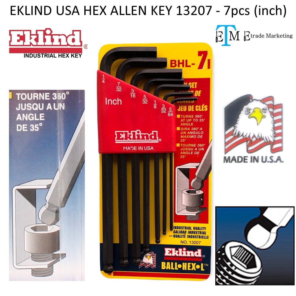 EKLIND USA HEX ALLEN KEY 13207 - 7pcs (inch) | Shopee Malaysia