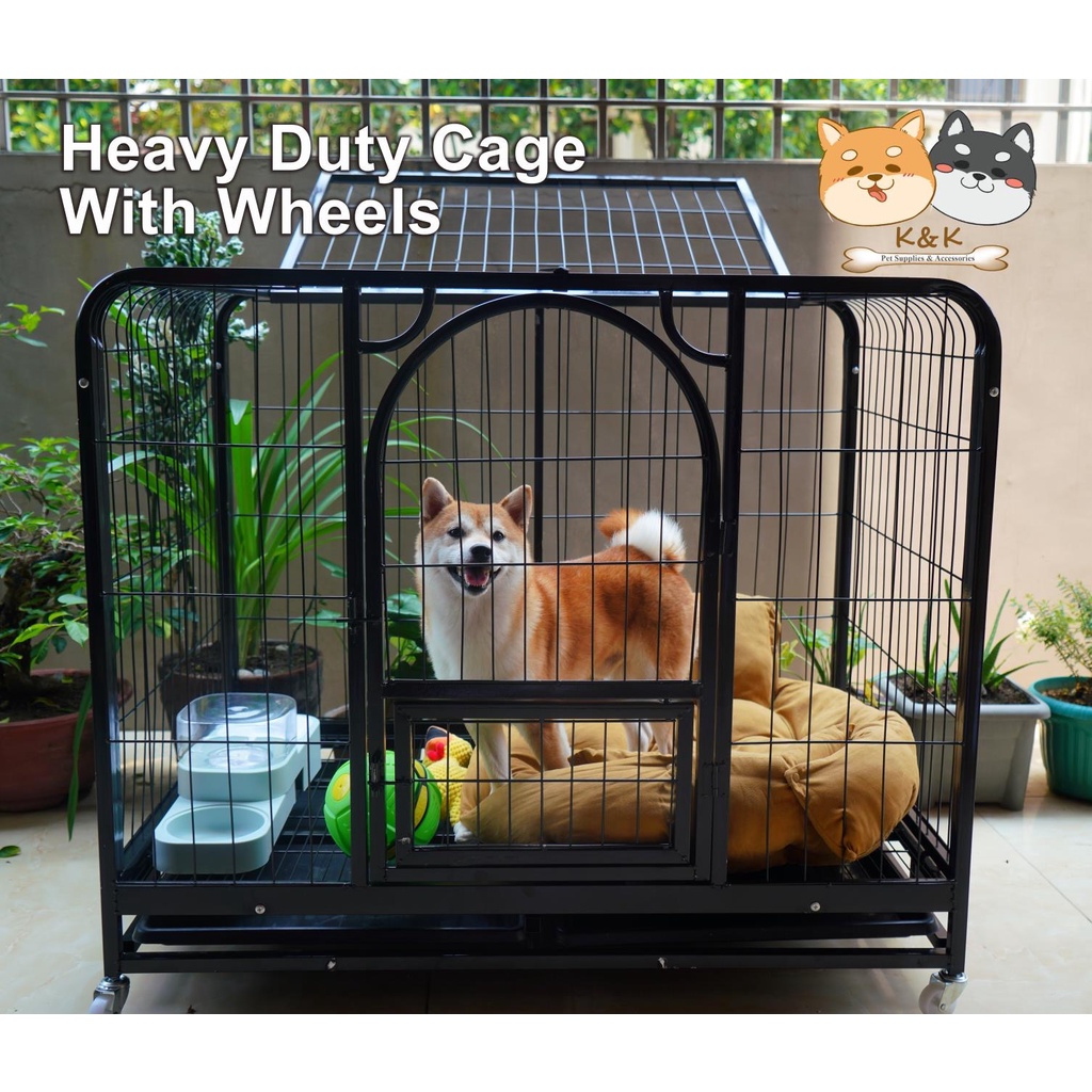 Heavy Duty Extra Large Dog Crate (110L*72W*95H)cm, Dog Cage with Wheels ...