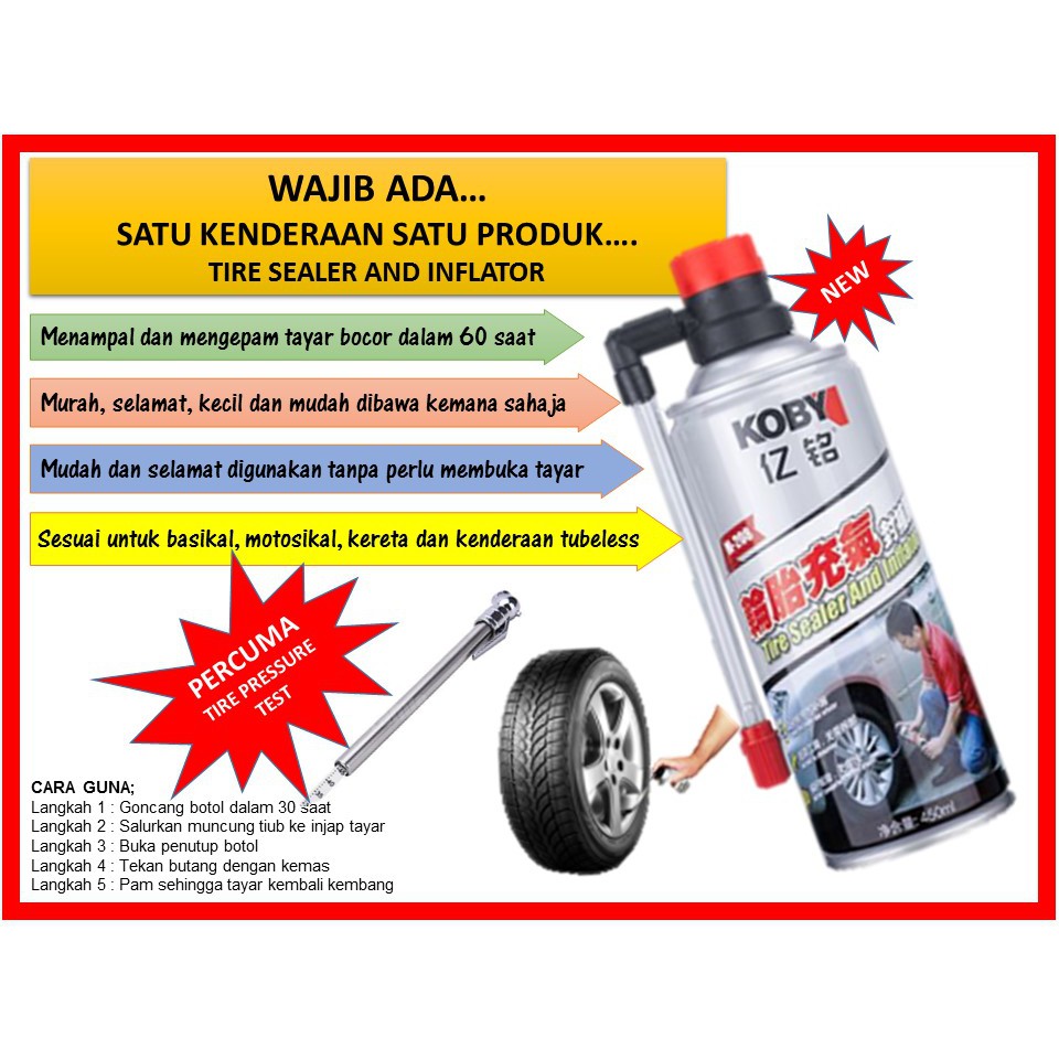 [M'sia Ready Stock] H11 ; TAK PERCAYA... TAYAR BOCOR TAMPAL DAN PAM DALAM 60 SAAT GUNA TIRE ...