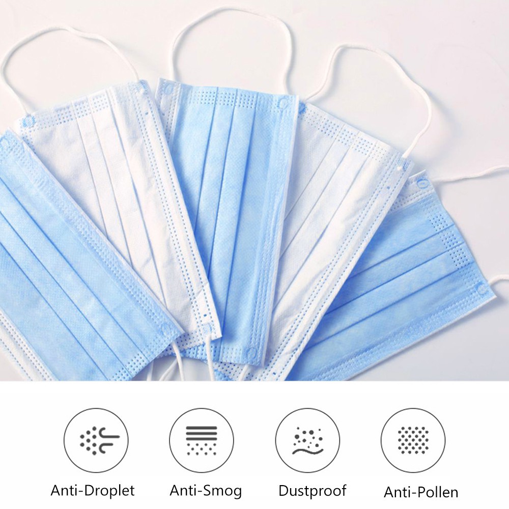 50PCS Disposable Protective Face Mask Non-woven Anti-Particle Anti ...