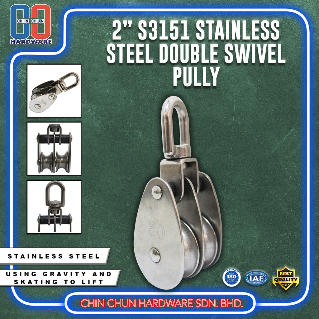 2" S3151 STAINLESS STEEL DOUBLE SWIVEL PULLY/ROPE PULLY/SWIVEL BLOCK ...