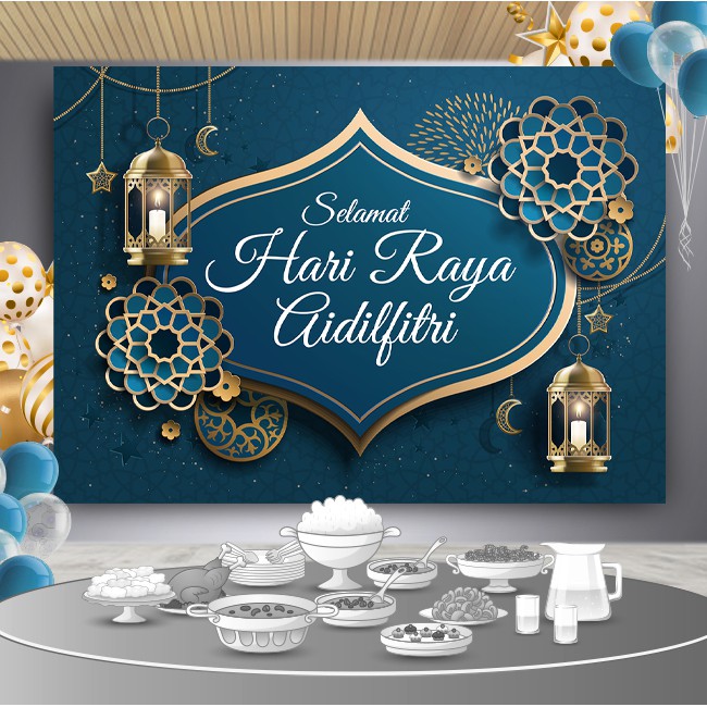 Banner Decoration / Backdrop - Hari Raya Aidilfitri / Hari Raya Haji ...