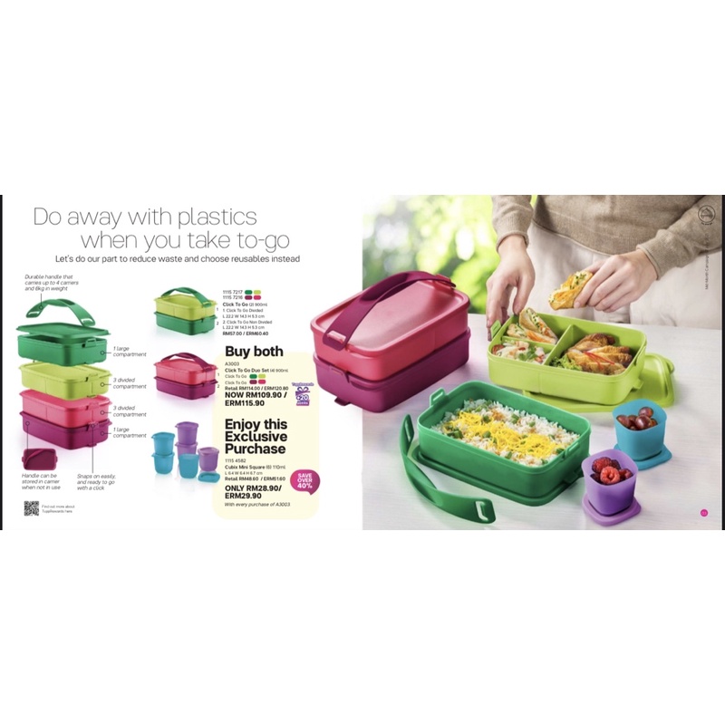 Tupperware Click To Go Duo Set 900ml | Shopee Malaysia