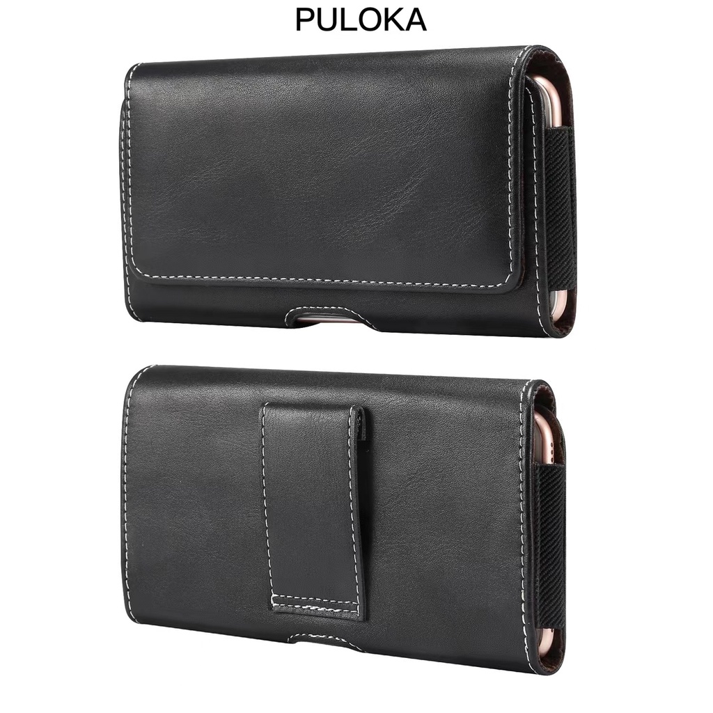 Horizontal Belt Cell Phone Pouch Universal Leather Waist Bag for 4.7-7. ...