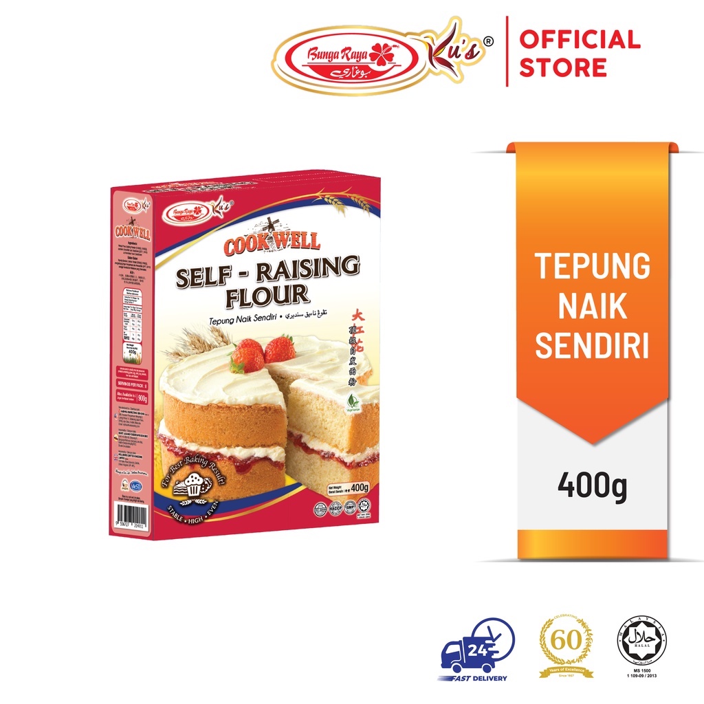 BUNGA RAYA KUS Self-Rising Flour 400g || BUNGA RAYA KUS Tepung Naik ...