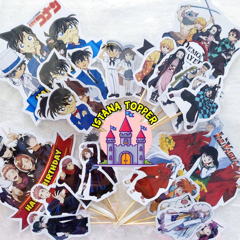 STANDART / CUSTOM Cake Topper Themed Conan, Demon Slayer, Jujutsu ...