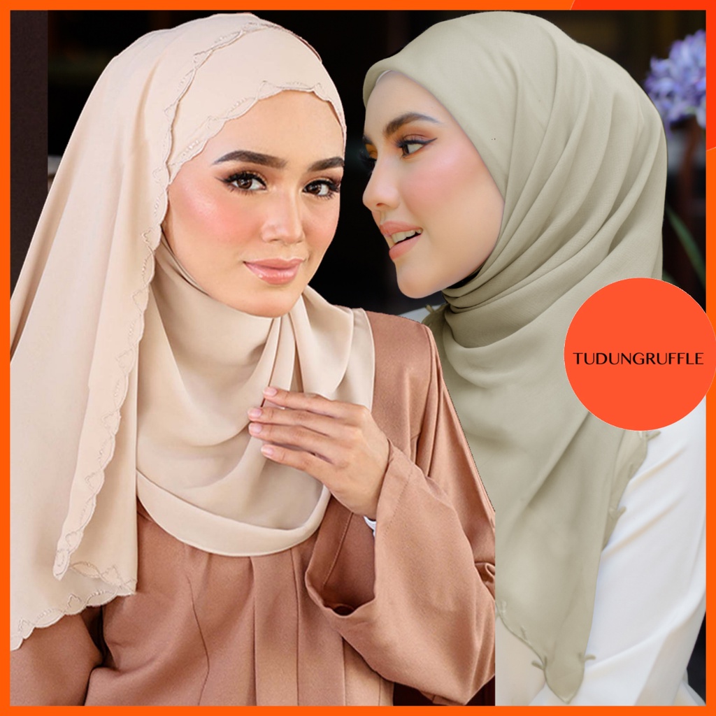 SULAM SHAWL (embroidery chiffon shawl) by Tudung Ruffle | Shopee Malaysia