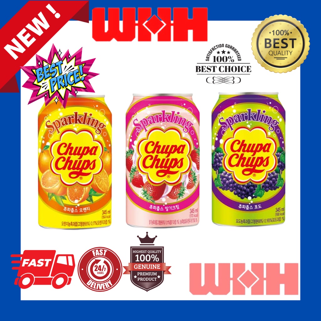 Korea🇰🇷 Chupa Chups Sparkling ~ Strawberry Cream l Grape l Orange ...