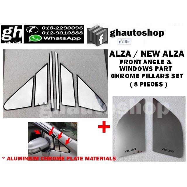 ALZA front angle & window part chrome pillars cover set (8pcs) | Shopee ...