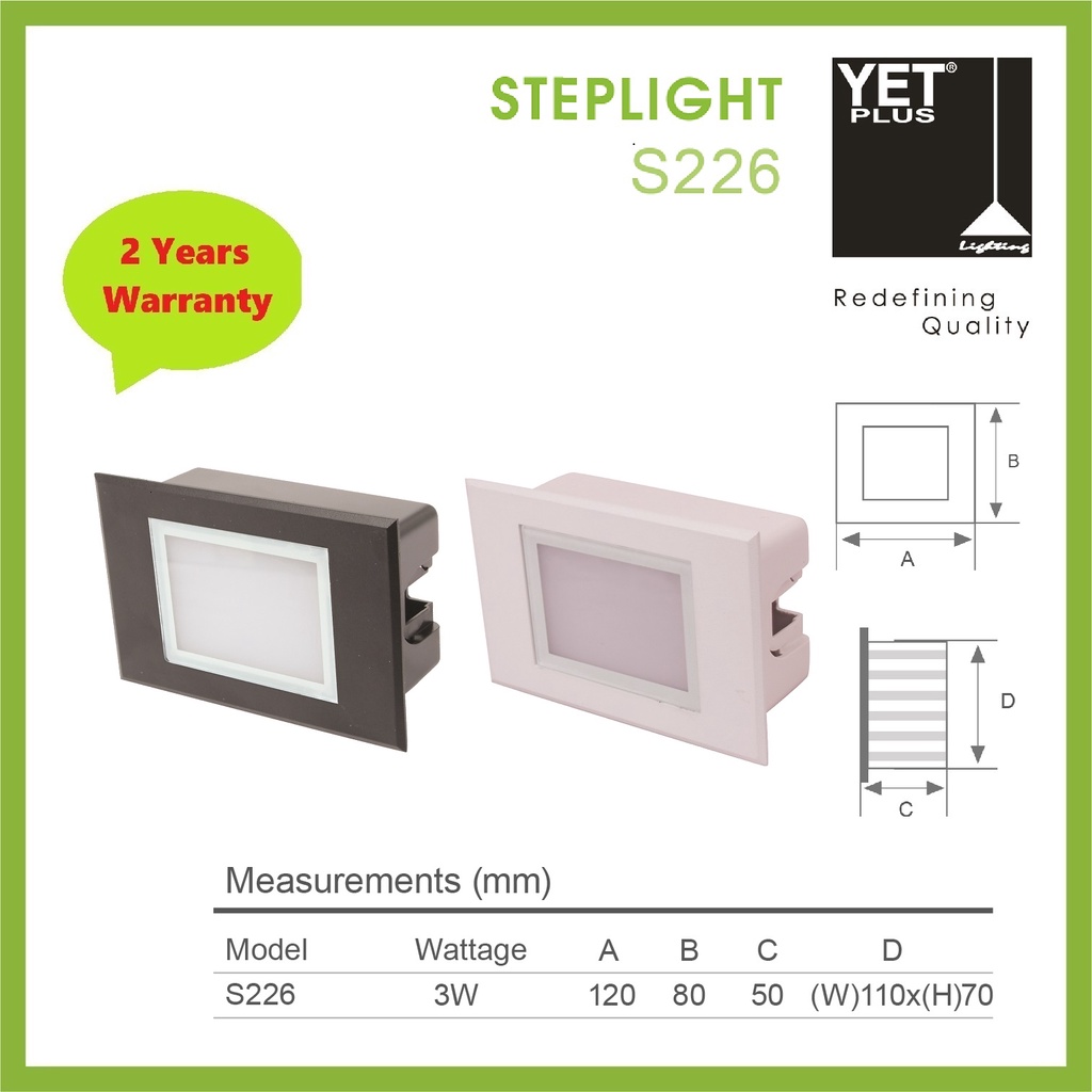Yetplus S226 STEP LIGHT 3W (WARM WHITE) - 2 years warranty / Lampu ...