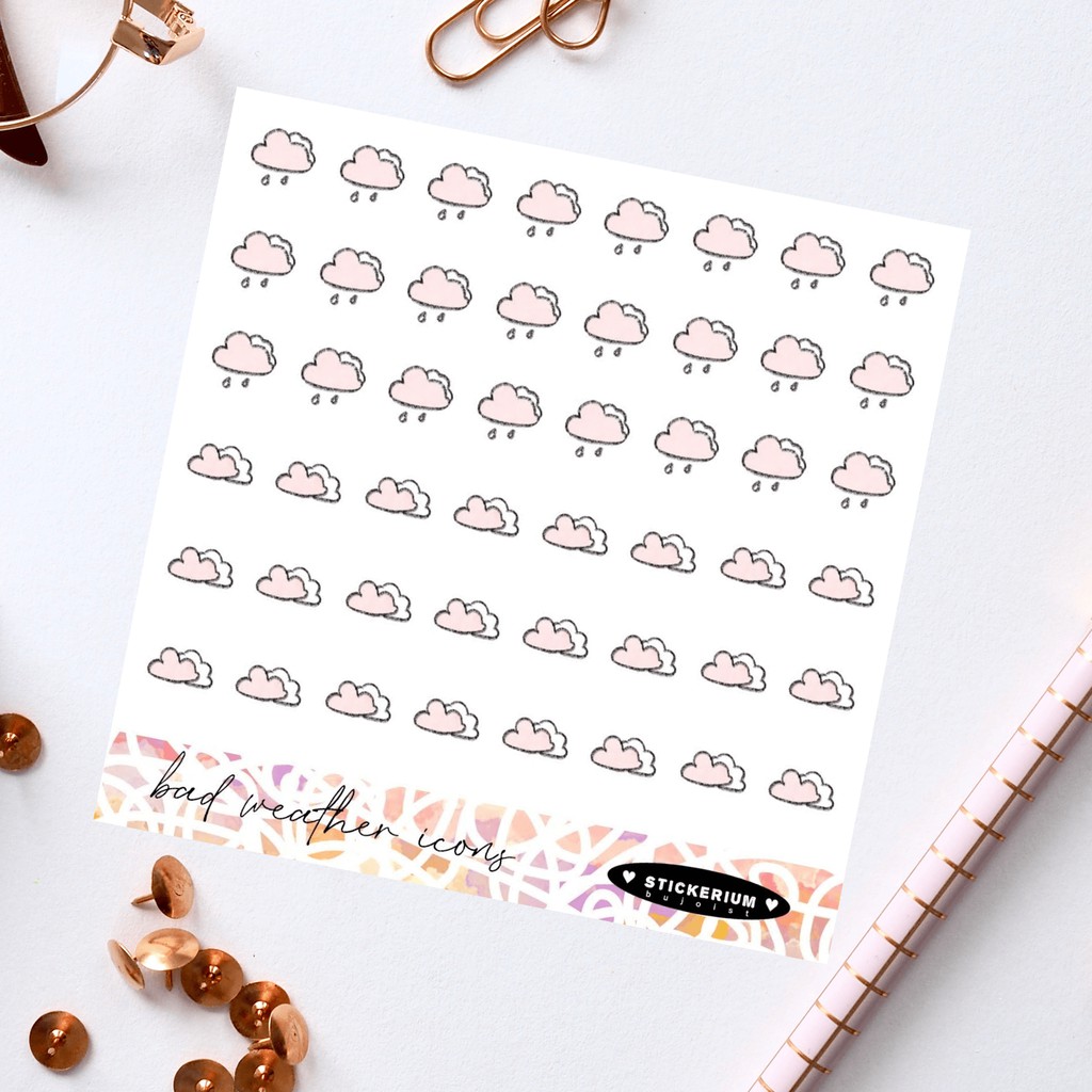 Bad weather icons planner sticker sheet | Minimalist | Stickerium ...