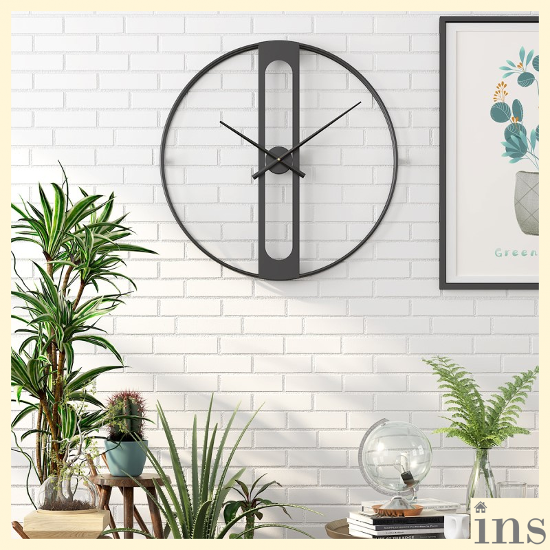 Nordic Ins Minimalist Elegant Retro Gold Black Metal Silent Clock Wall ...
