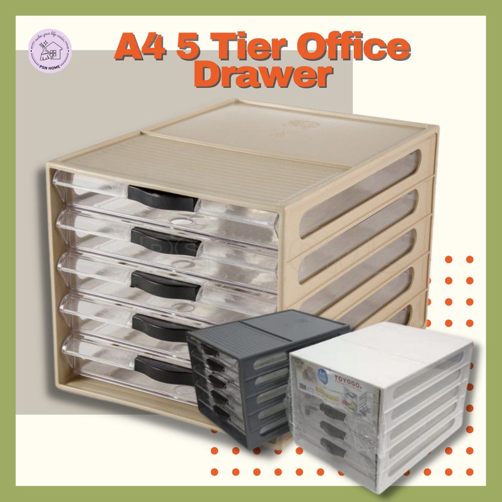 TOYOGO A4 Sized 5 Tier Desktop Drawer Desk Storage Organizer Laci ...