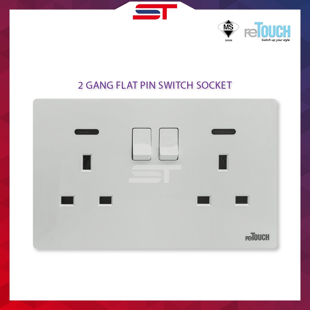 Retouch Ultra Rimless Switch Socket WHITE / 20A DOUBLE POLE / 13A ...