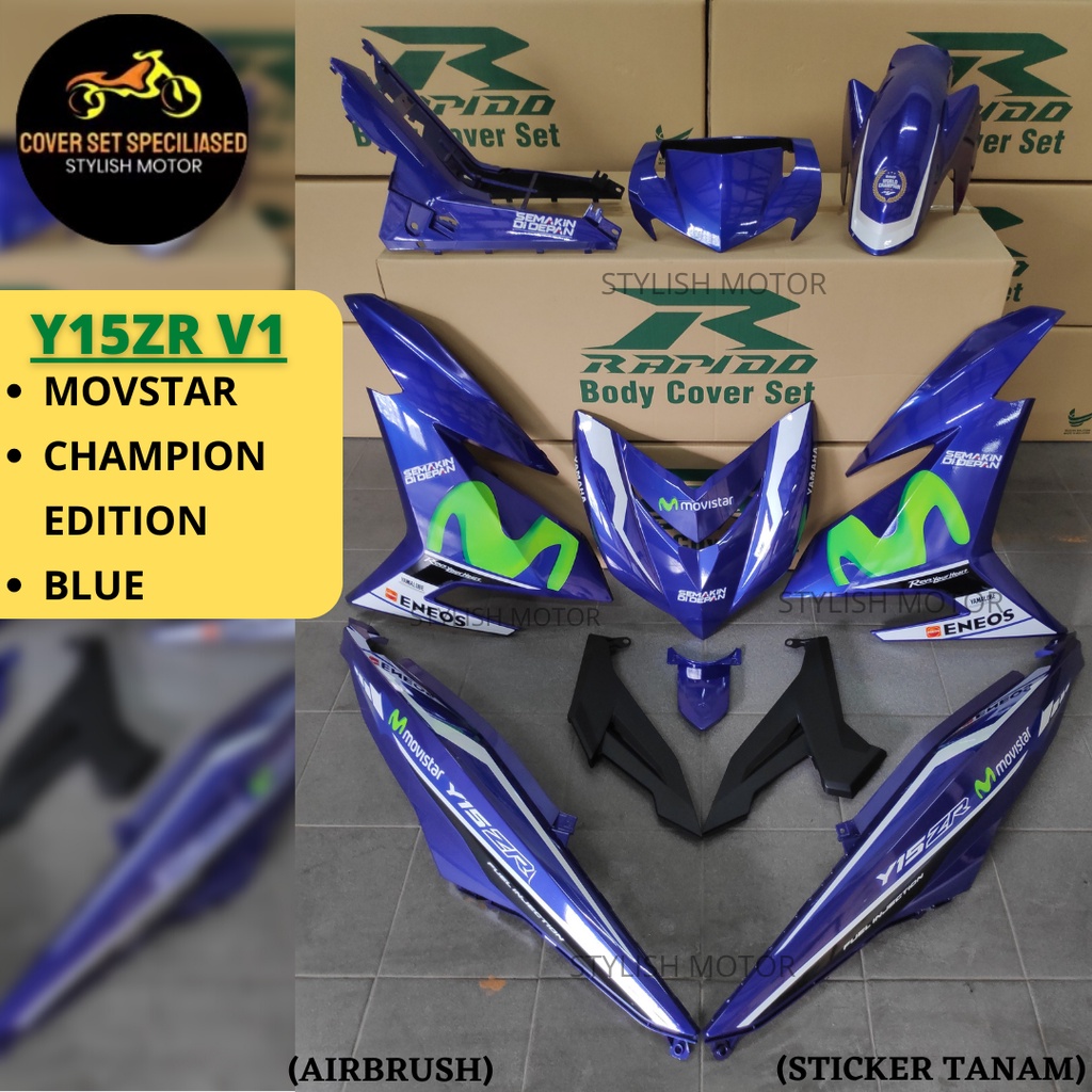 RAPIDO COVER SET Y15ZR V1/V2 MOVISTAR CHAMPION EDITION BLUE (STICKER TANAM/AIRBRUSH) | Shopee ...