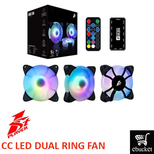 1st Player CC LED PC COOLING FAN DUAL RING (3 Fan Pack) CASING FAN ...
