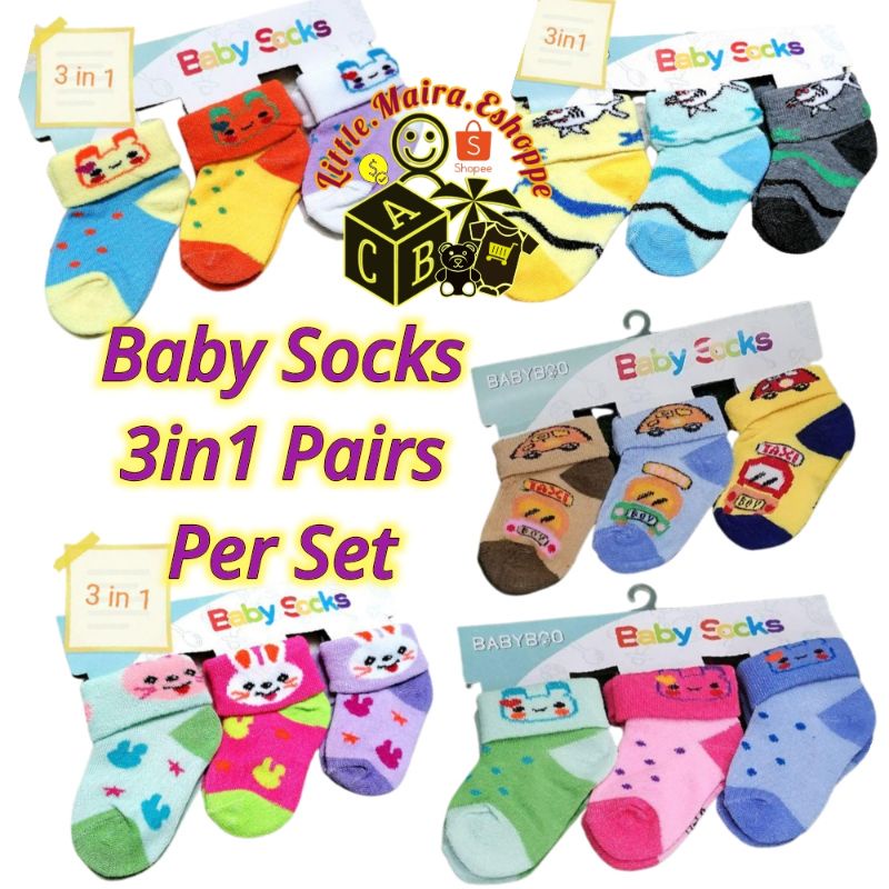 Baby Socks Set 3pcs in 1 for Age 1m until 12m Baby Wear Newborn Shoe ...