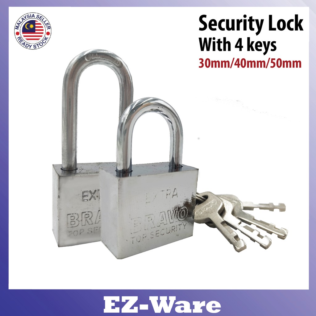 30mm / 40mm / 50mm Bravo Security Lock / Padlock /Mangga Pintu ( LONG ...