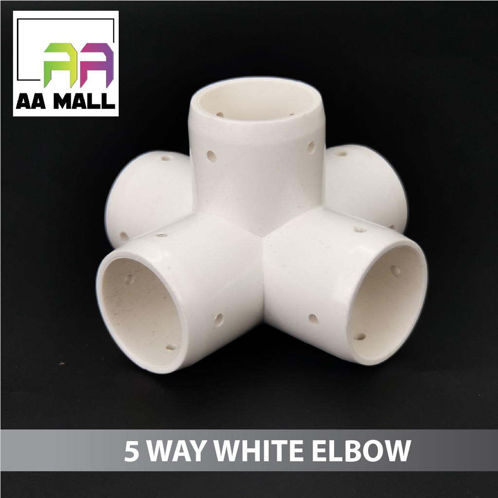 (25MM) DIY PVC White Pipe Fitting Connector Joint Furniture Grade Conduit Cross 3 4 5 Way Elbow ...