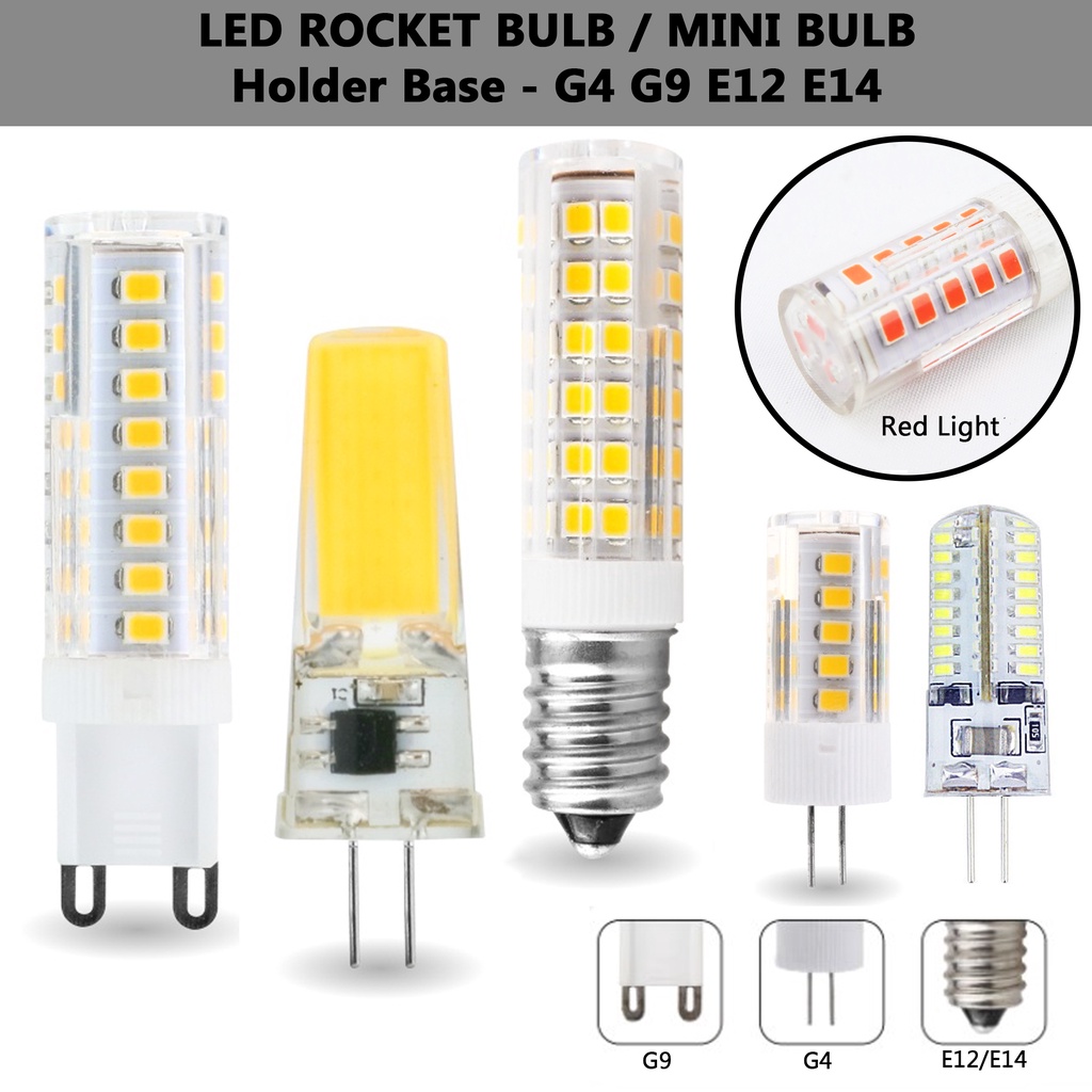 3H Lampu Mentol LED Mini Kapsul G4/G9/E12/E14 [1.5W/5W/7W] Rocket/Cylinder/Corn LED Bulb ...