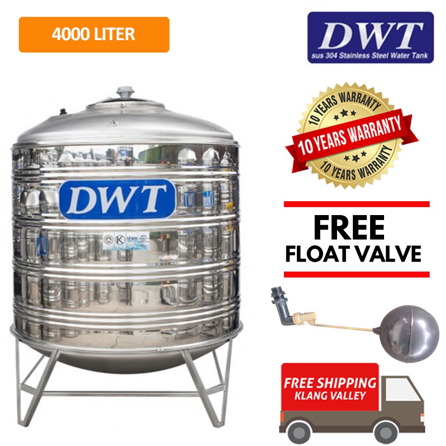 4000 Liter DWT Stainless Steel Water Tank (Tangki Air) With Stand ...