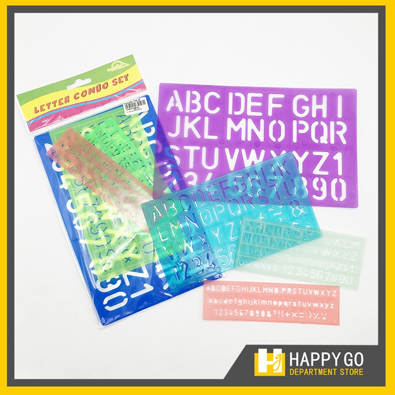 Happy Go Plastic Assorted Colors Letter and Alphabet Lettering Stencil ...